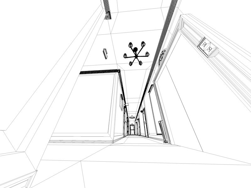 Fancy Hotel Corridor Ready to Render 3D Model in Hall 3DExport
