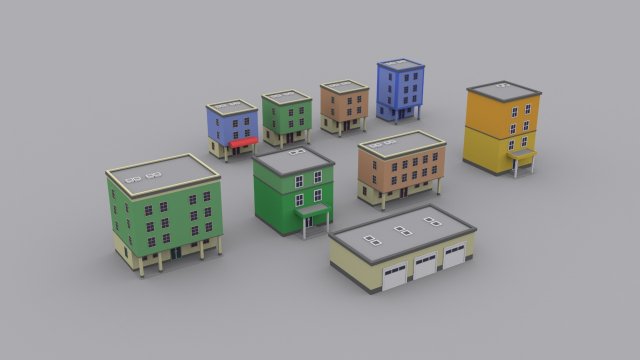 pack houses 1 3D Model in Cityscapes 3DExport