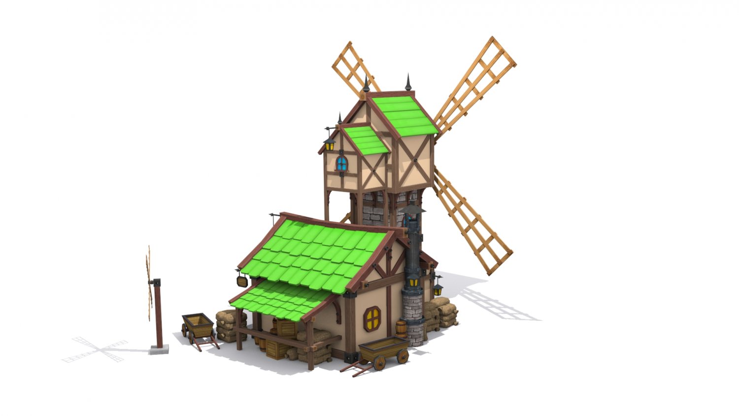 Cartoon mill 3D Model in Fantasy 3DExport