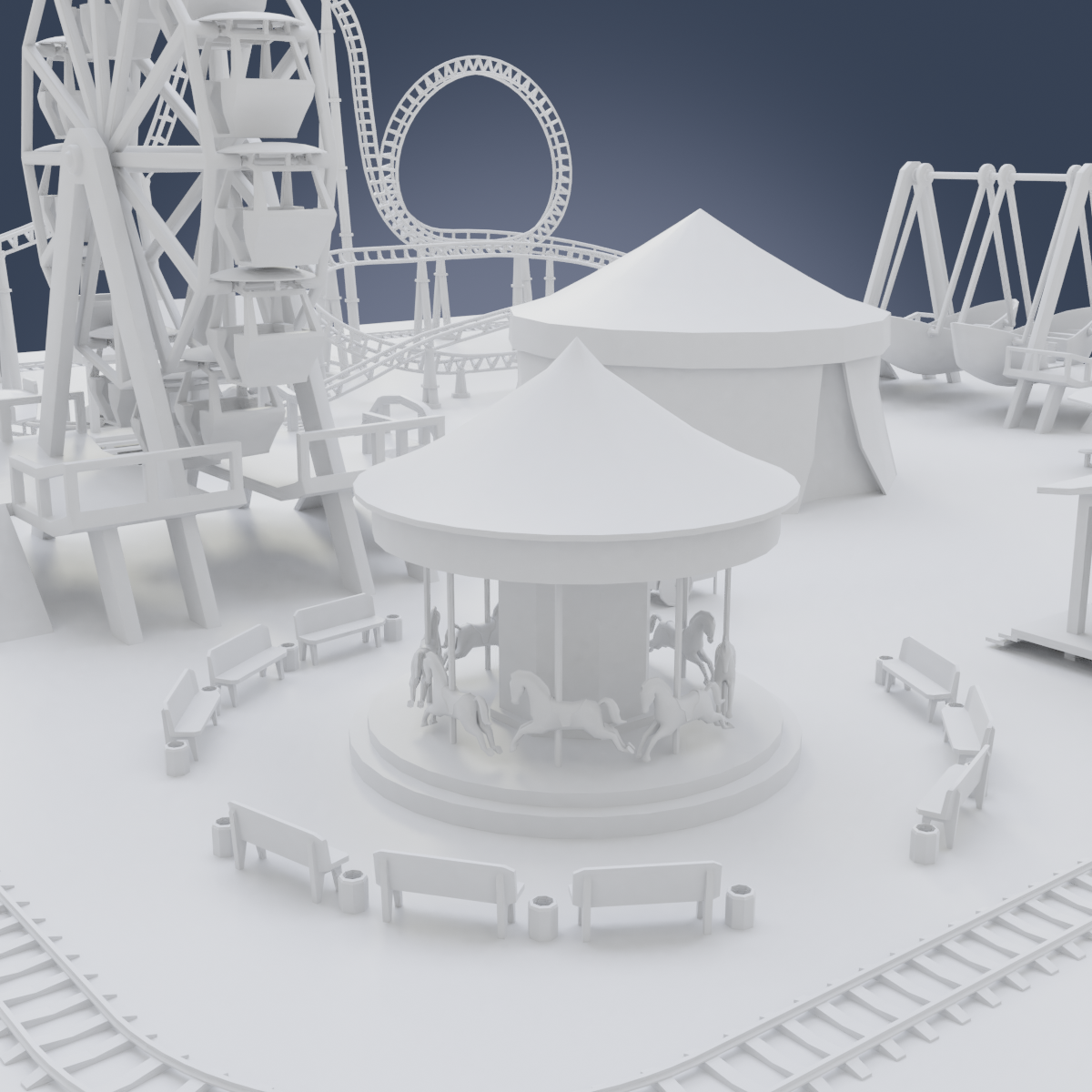 Amusement park 3D Model in Environment 3DExport