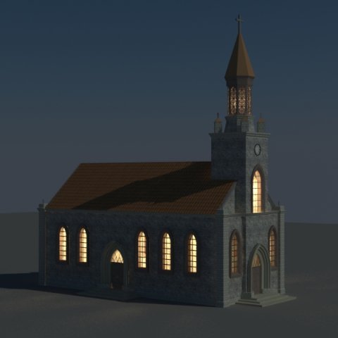 colonial church 3D Model in Buildings 3DExport
