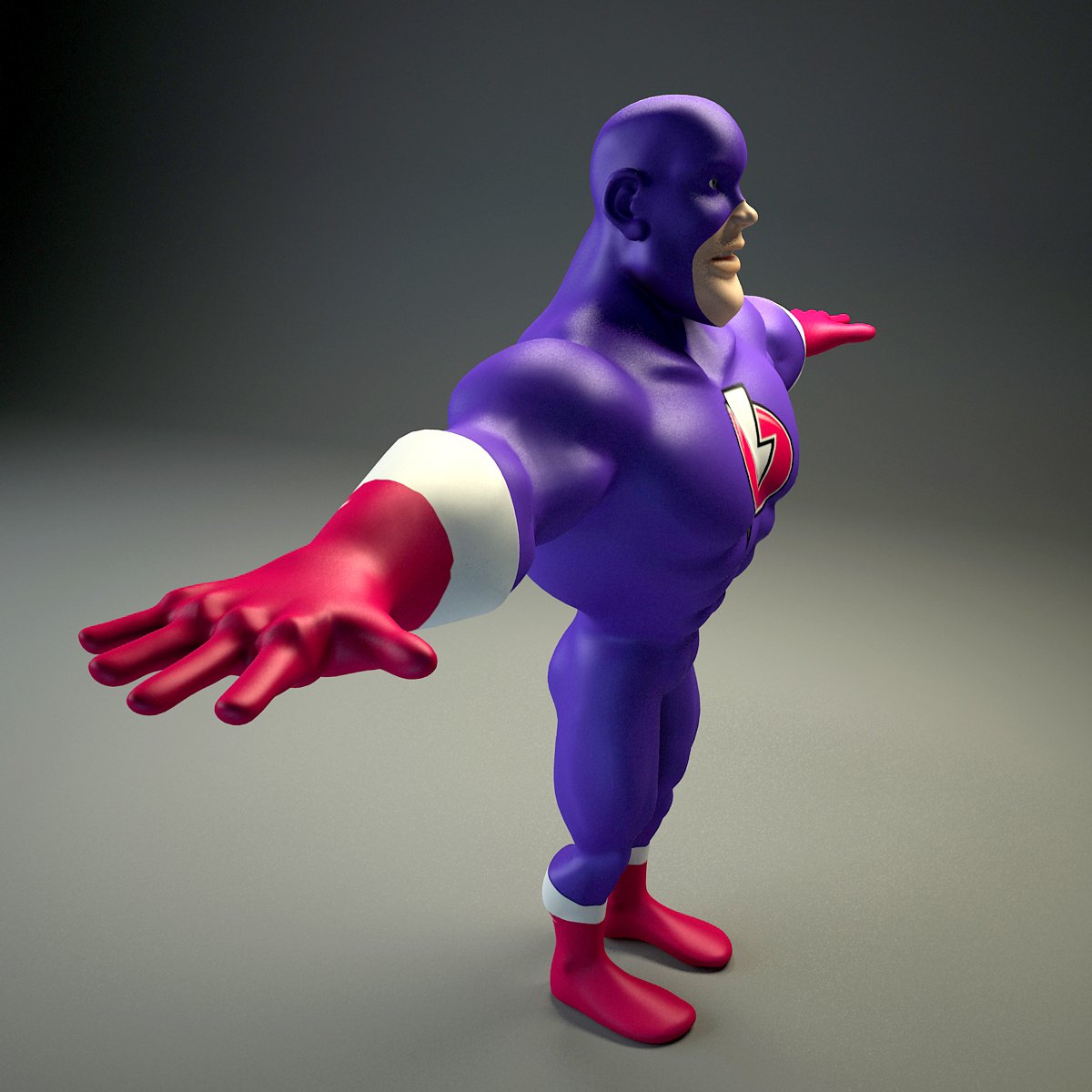 Generic Superhero Cartoon 3D Model in Fantasy 3DExport