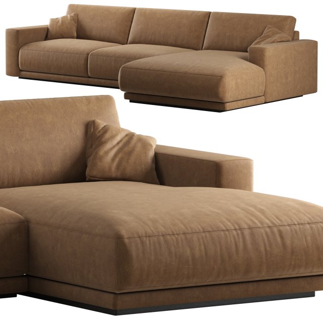 RH bella sofa chaise-longue sectional leather 3D Model in Sofa 3DExport