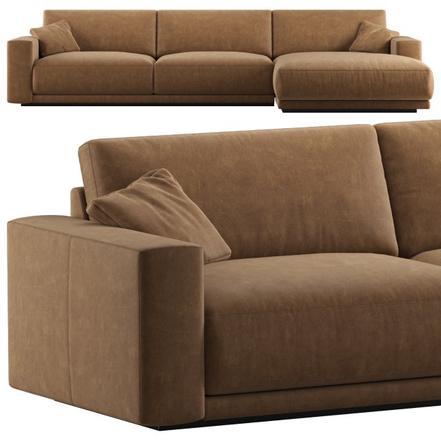 RH bella sofa chaise-longue sectional leather 3D Model in Sofa 3DExport