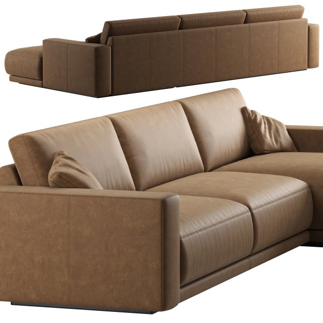 RH bella sofa chaise-longue sectional leather 3D Model in Sofa 3DExport