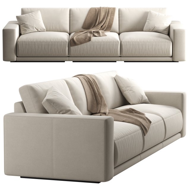 RH Bella modular fabric 3 seat sofa 3D Model in Sofa 3DExport