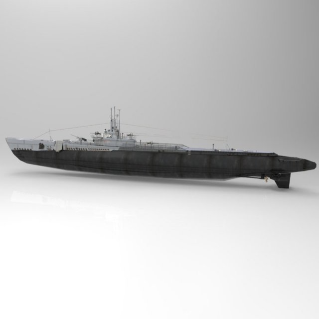 uss trigger in 3ds and obj formats 3D Model in Submarine 3DExport