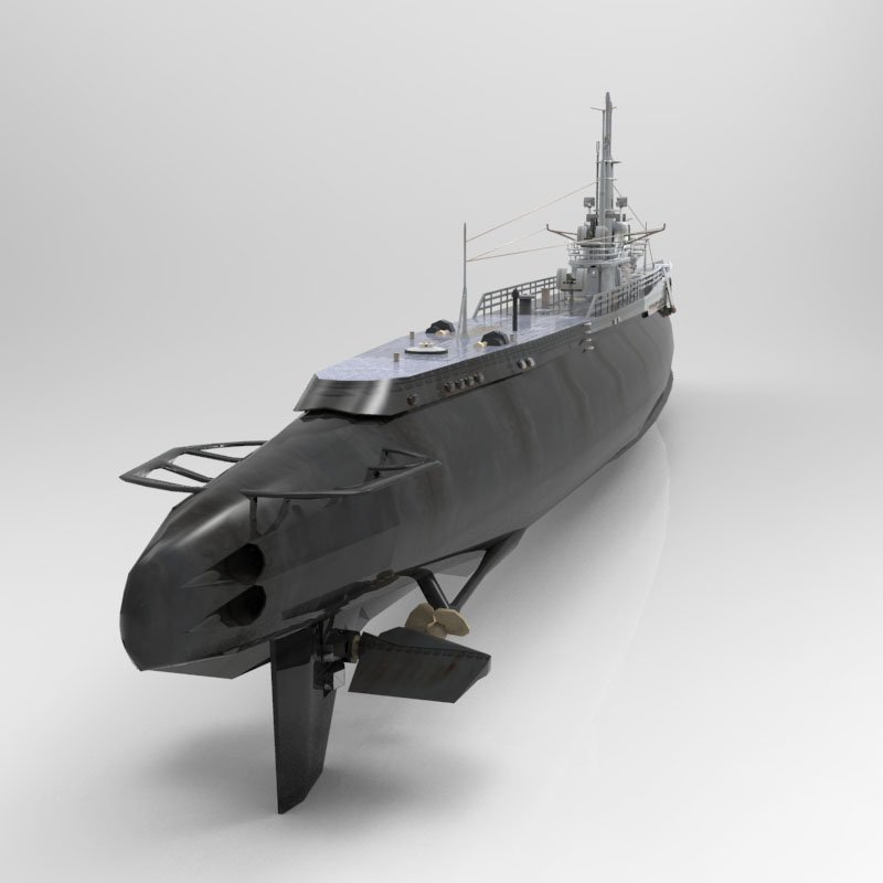 uss trigger in 3ds and obj formats 3D Models in Submarine 3DExport
