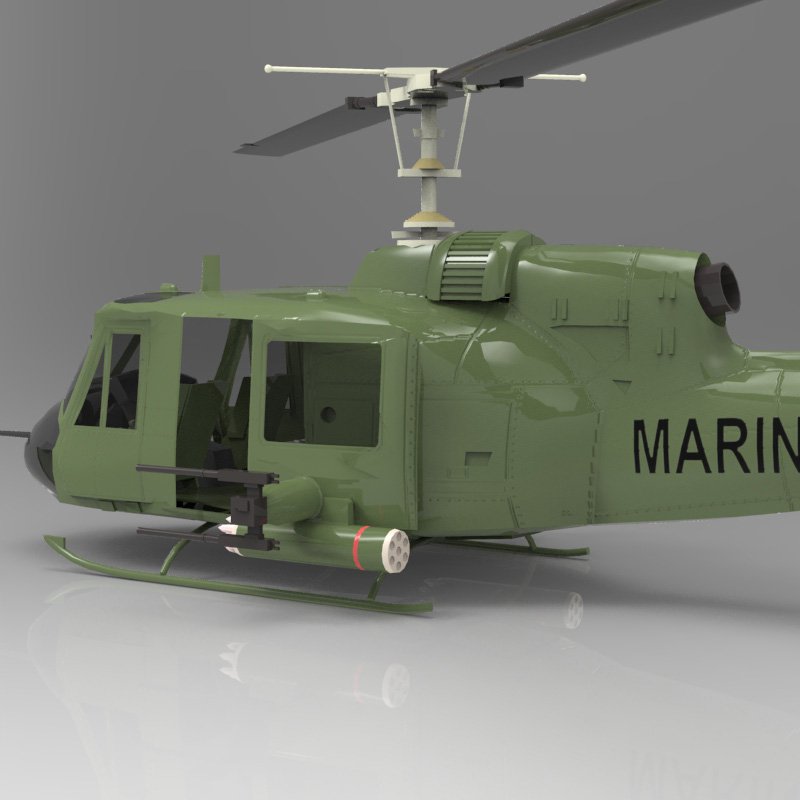 Huey Helicopter 3D Model in Helicopter 3DExport