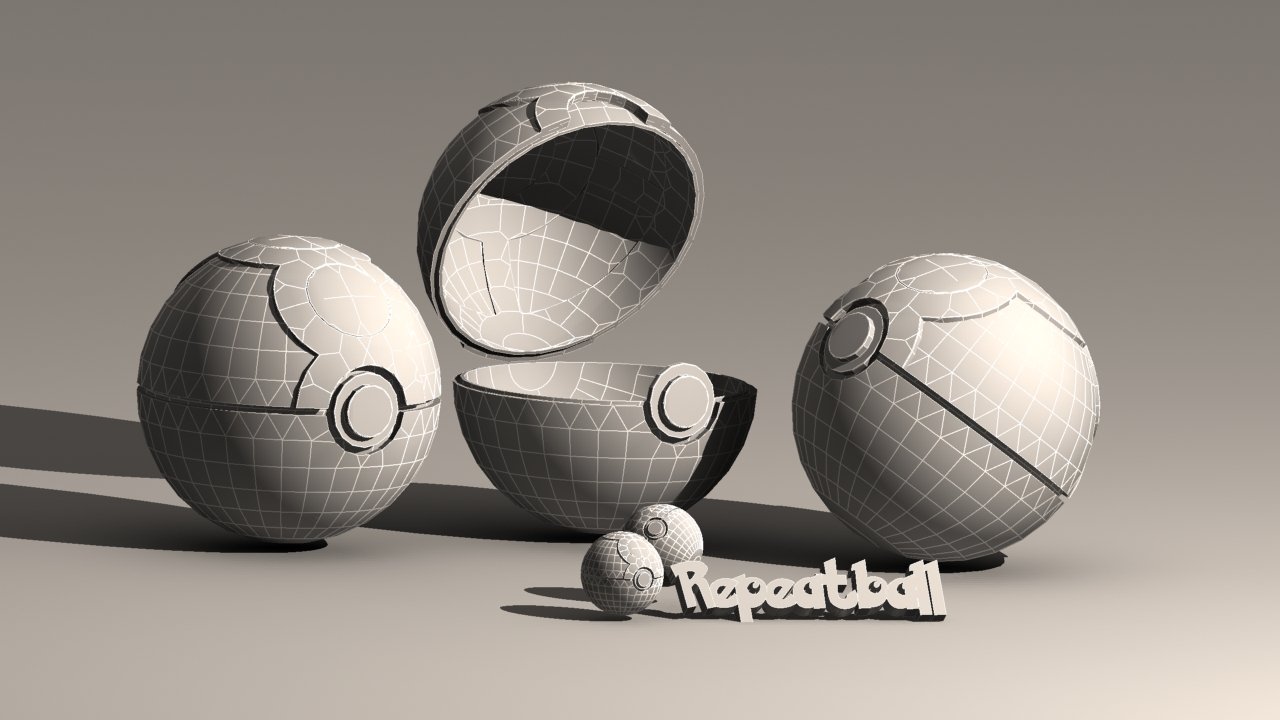 Pokeball Repeat Ball 3D Model in Other 3DExport
