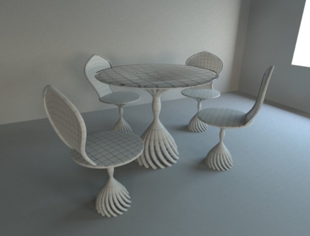 Table and chairs Free 3D Model in Kitchen 3DExport