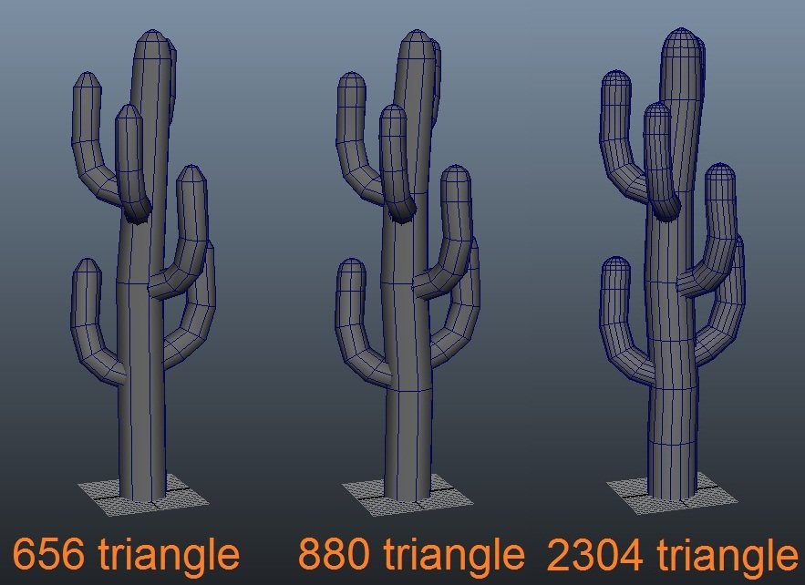 Cactus low poly 3 lod 3D Model in Small Plants 3DExport