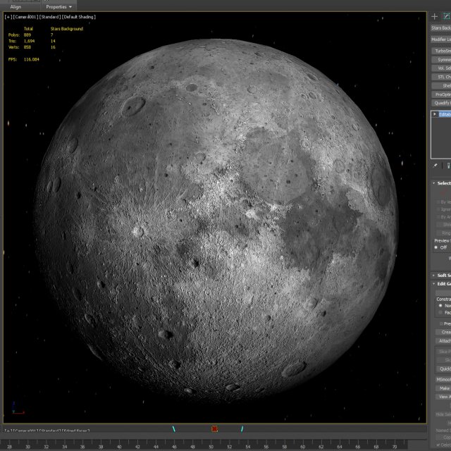 low poly moon 3D Model in Planets 3DExport