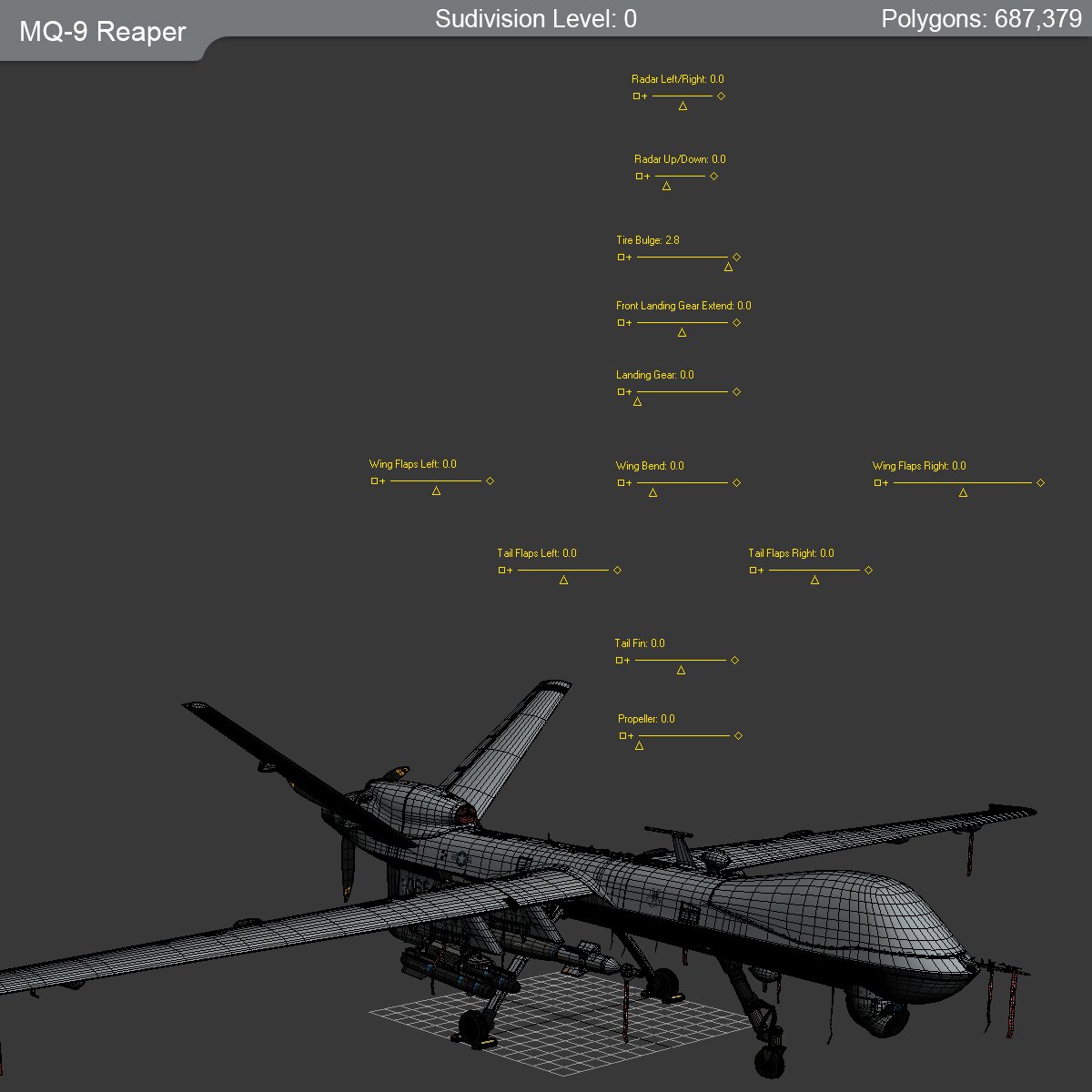MQ-9 Reaper Military Aircraft Drone 3D Model in Drone / Copter 3DExport