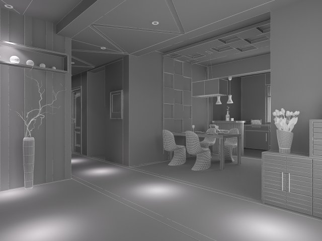 modern interior 3D Model in Living Room 3DExport