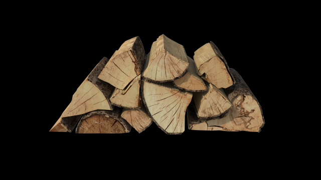 Split Fire wood logs 3D Model in Living Room 3DExport