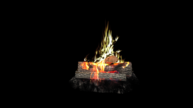 Split Fire wood logs 3D Model in Living Room 3DExport