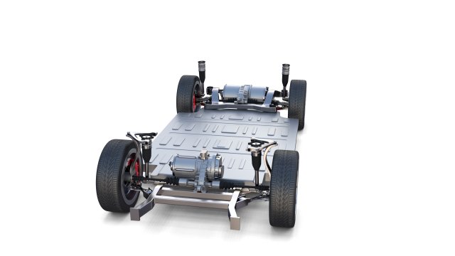 tesla model x blue with interior and chassis 3D Model in Limousine 3DExport