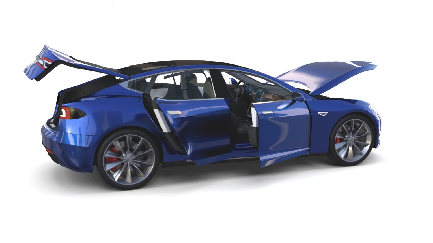 Tesla Model S 2016 Blue with interior and chassis 3D Model in Limousine ...