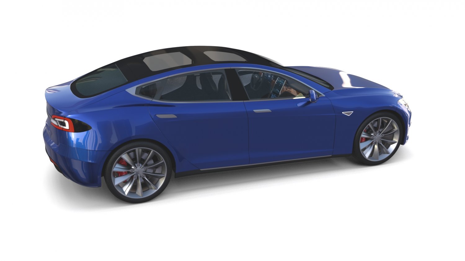 Tesla Model S 2016 Blue with interior and chassis 3D Model in Limousine ...