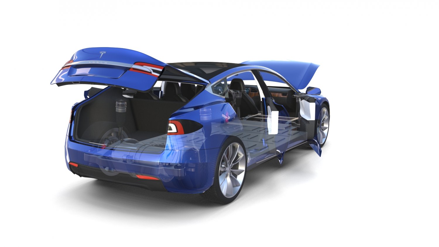 Tesla Model S 2016 Blue with interior and chassis 3D Model in Limousine ...