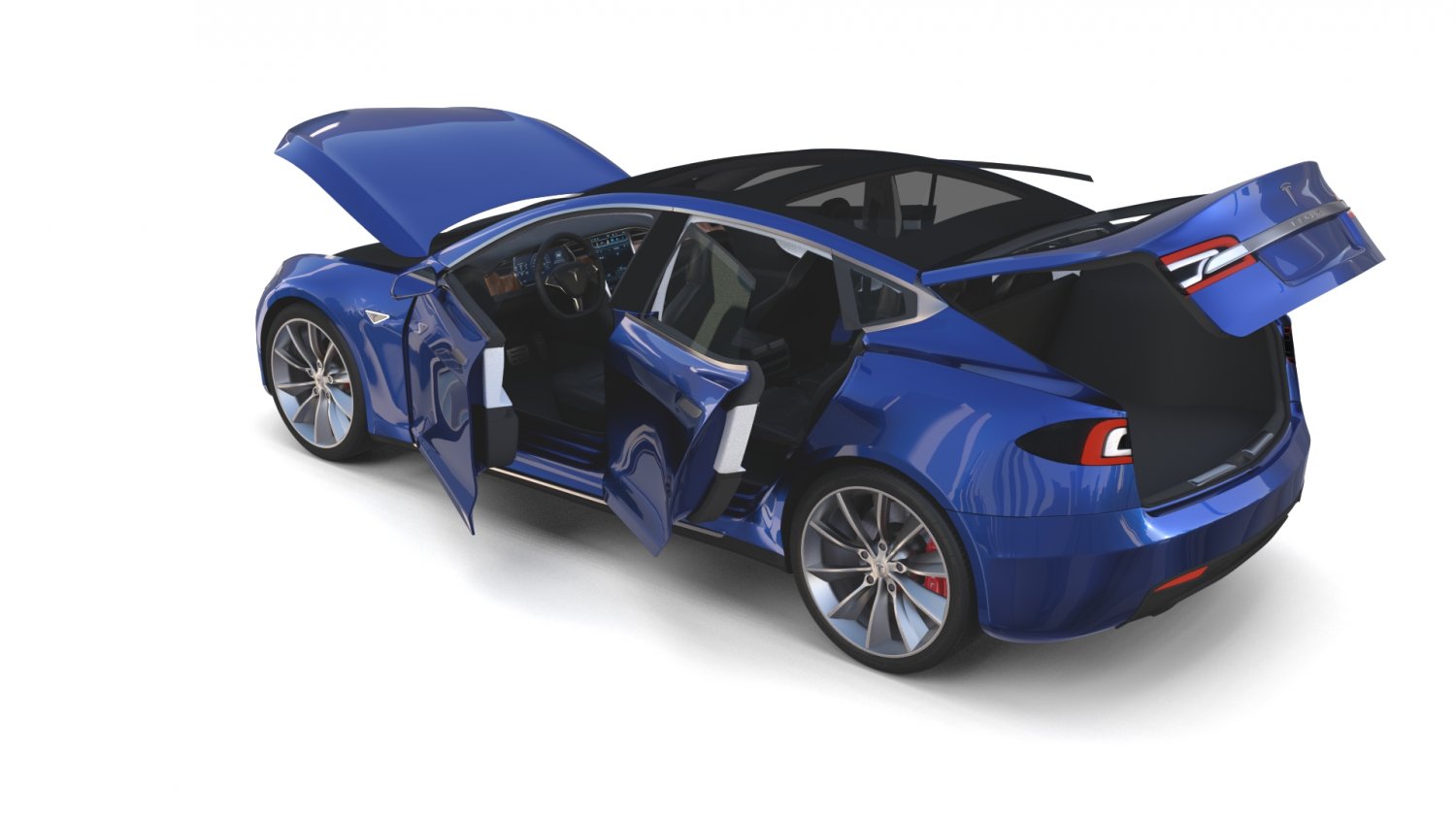 Tesla Model S 2016 Blue with interior and chassis 3D Model in Limousine ...