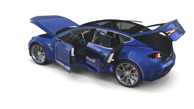 tesla model s 2016 blue with interior 3D Model in Limousine 3DExport