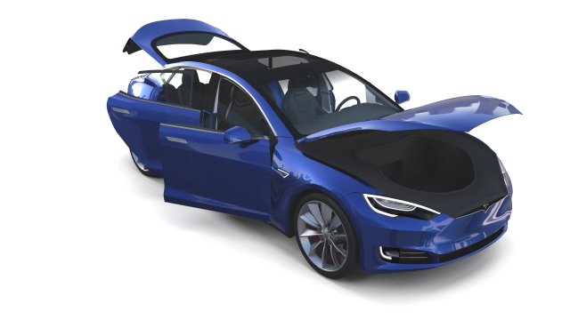 tesla model s 2016 blue with interior 3D Model in Limousine 3DExport