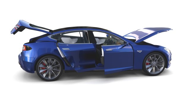 tesla model s 2016 blue with interior 3D Model in Limousine 3DExport