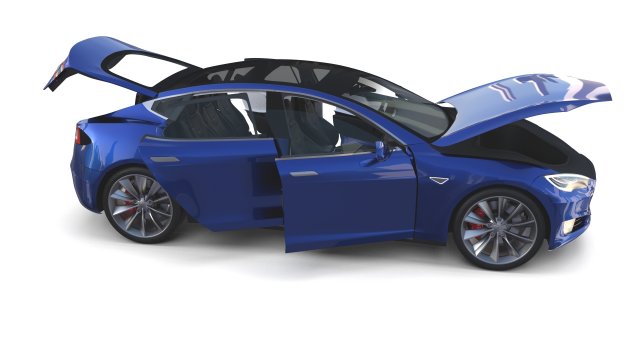 tesla model s 2016 blue with interior 3D Model in Limousine 3DExport