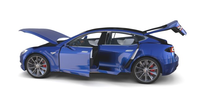 tesla model s 2016 blue with interior 3D Model in Limousine 3DExport