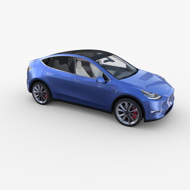 tesla model y blue with interior 3D Model in Sedan 3DExport