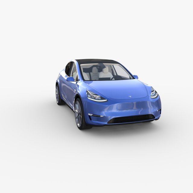tesla model y blue with interior 3D Model in Sedan 3DExport