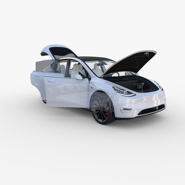 tesla model y rwd white with interior and chassis 3D Model in SUV 3DExport
