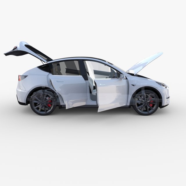 tesla model y rwd white with interior and chassis 3D Model in SUV 3DExport
