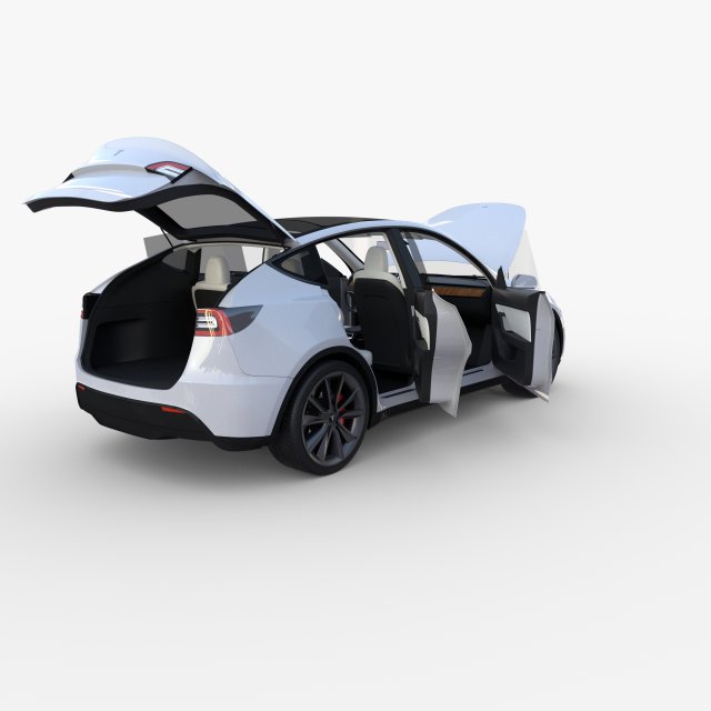 tesla model y rwd white with interior and chassis 3D Model in SUV 3DExport