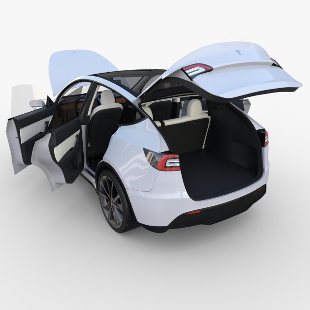 tesla model y rwd white with interior and chassis 3D Model in SUV 3DExport