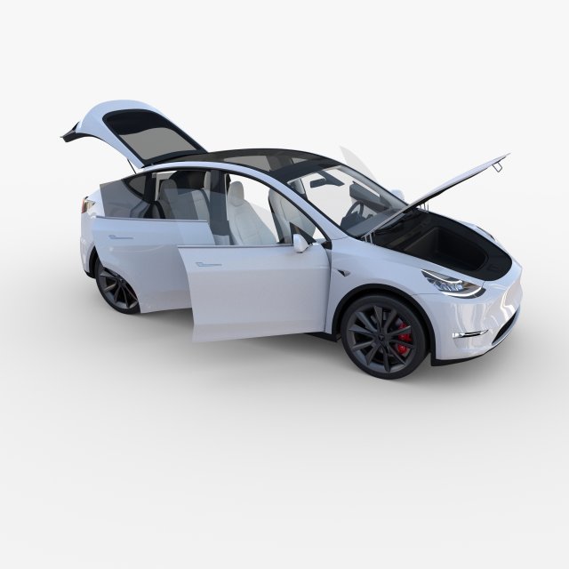 tesla model y rwd white with interior and chassis 3D Model in SUV 3DExport