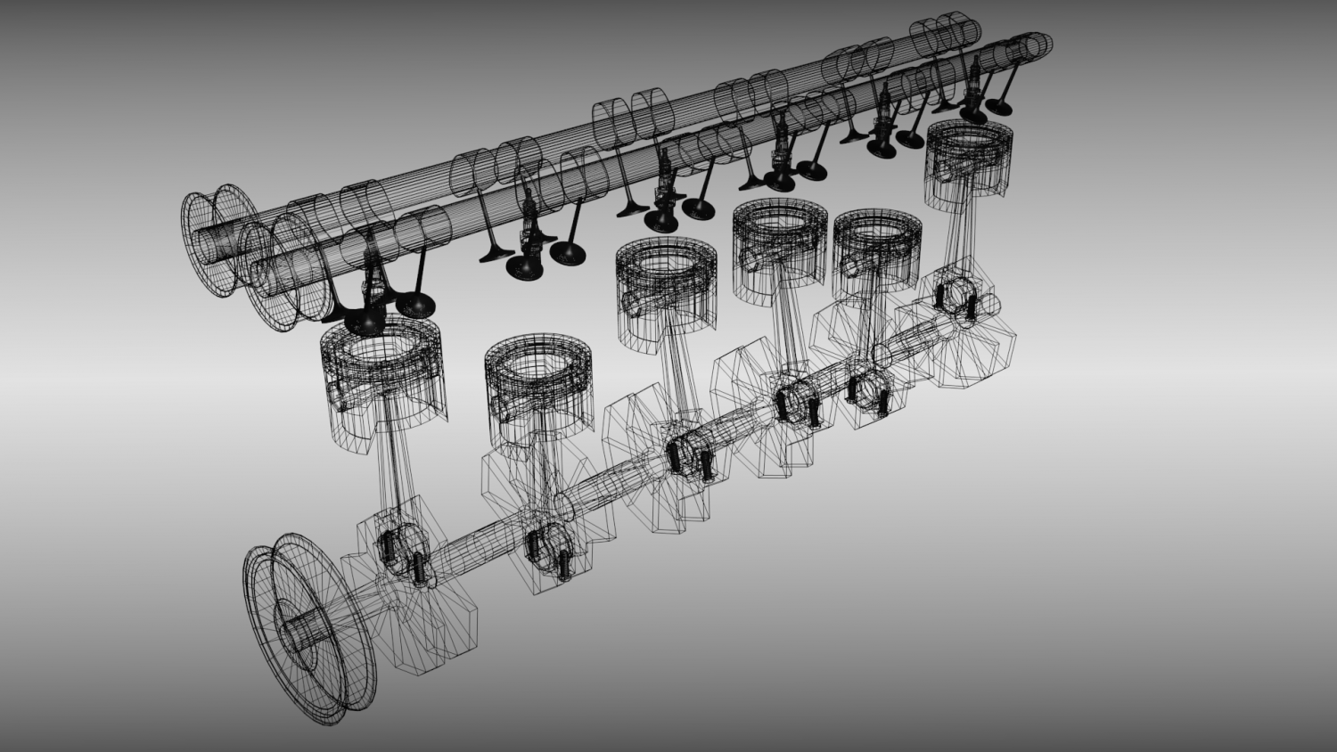 animated l6 engine 3D Models in Parts 3DExport