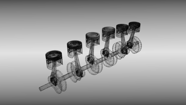animated six cylinder engine 3D Model in Parts 3DExport