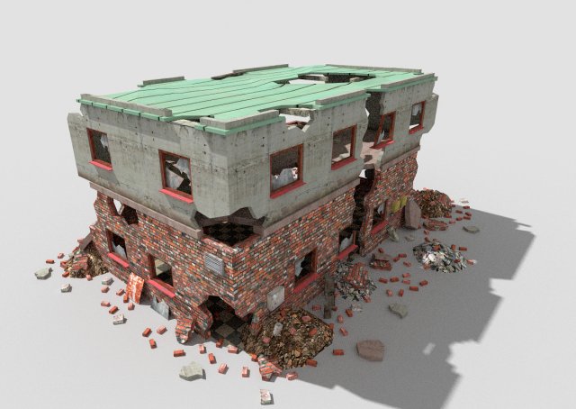 destroyed building 3D Model in Buildings 3DExport
