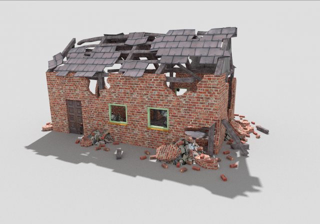 destroyed house 3D Model in Buildings 3DExport
