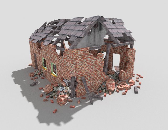 destroyed house 3D Model in Buildings 3DExport