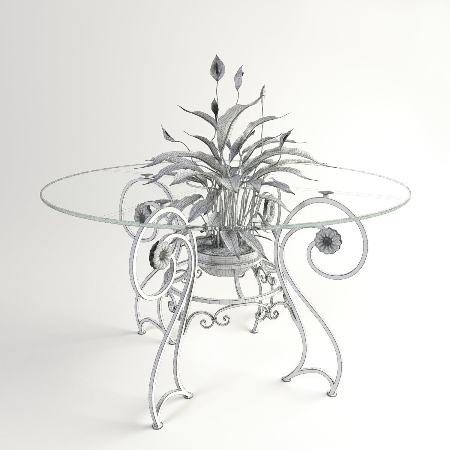 forged table and plant spathiphyllum 3D Models in Table 3DExport