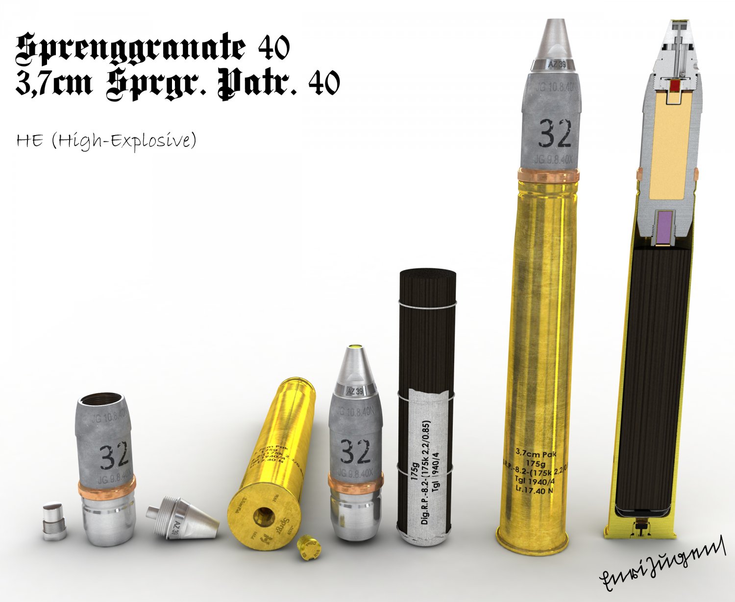 pak 36 ammo kit CAD in Projectiles 3DExport