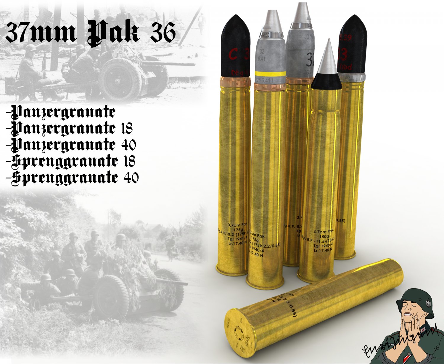 pak 36 ammo kit CAD in Projectiles 3DExport