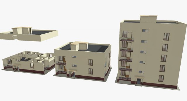 simple building 3D Model in Buildings 3DExport