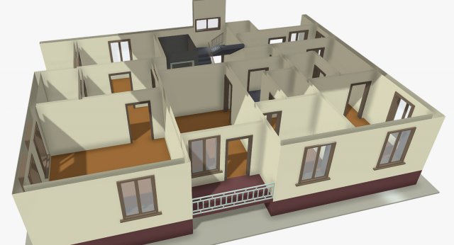 simple building 3D Model in Buildings 3DExport