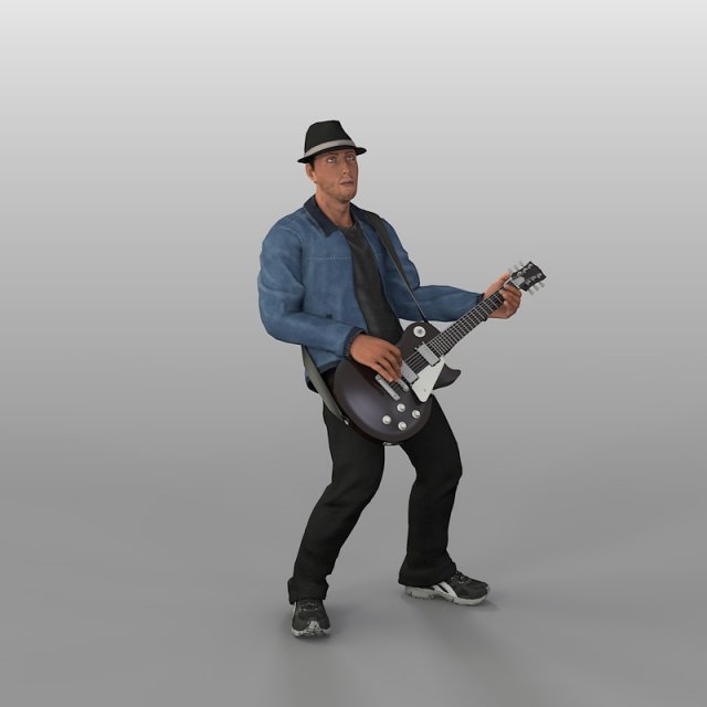 playing bass 3D Model in Man 3DExport