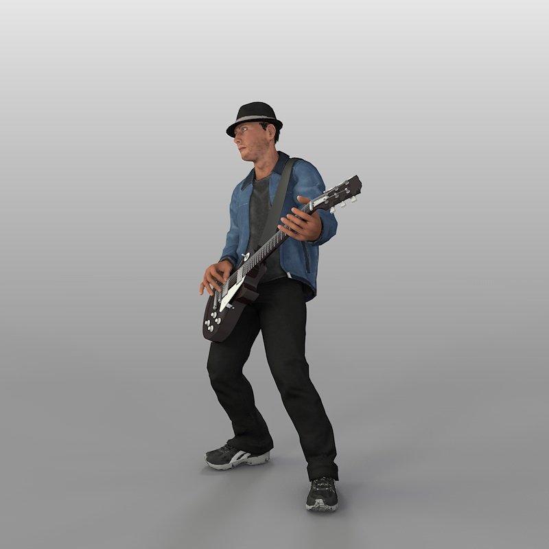 playing bass 3D Model in Man 3DExport
